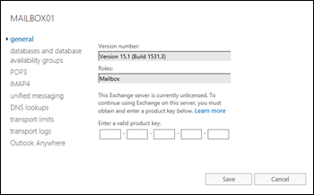 Entering the Product Key using the Exchange Management Console ...